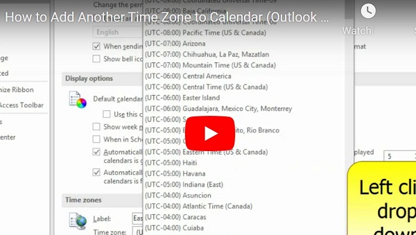 How To Add An Additional Time Zone To Calendar In Outlook Outlook 2016 