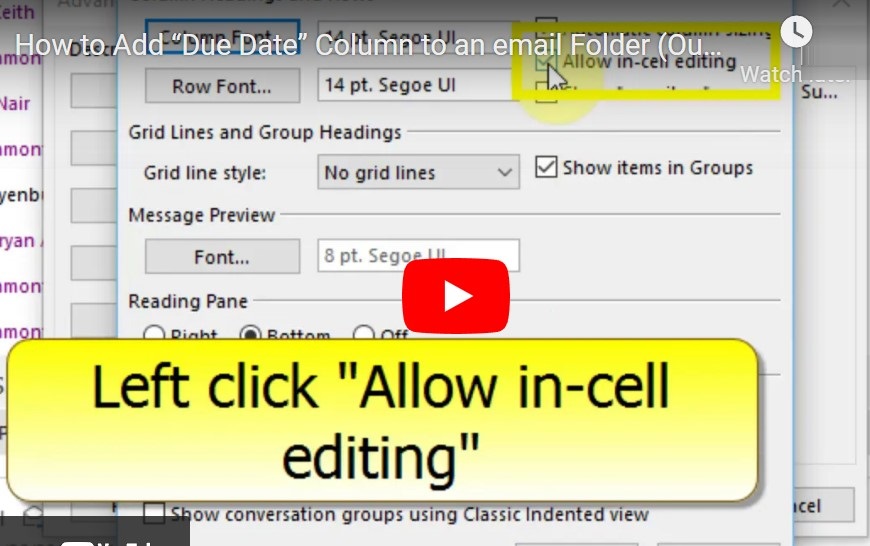 How To Add Due Date Column To An Email Folder Outlook 2016 Turner 