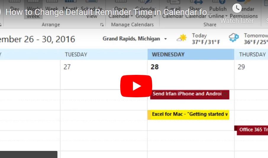 How To Change Default Reminder Time In Calendar For Appointments 